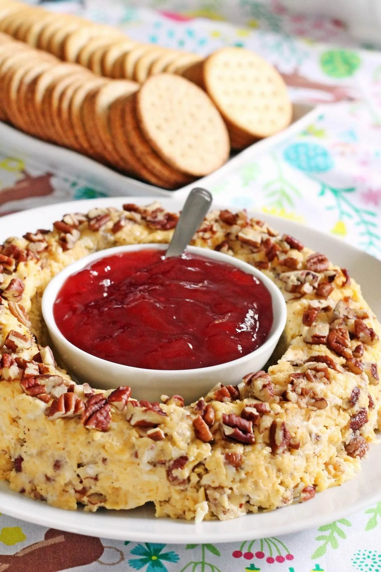 Cheddar Pecan Ring with Strawberry Preserves - Jam Hands