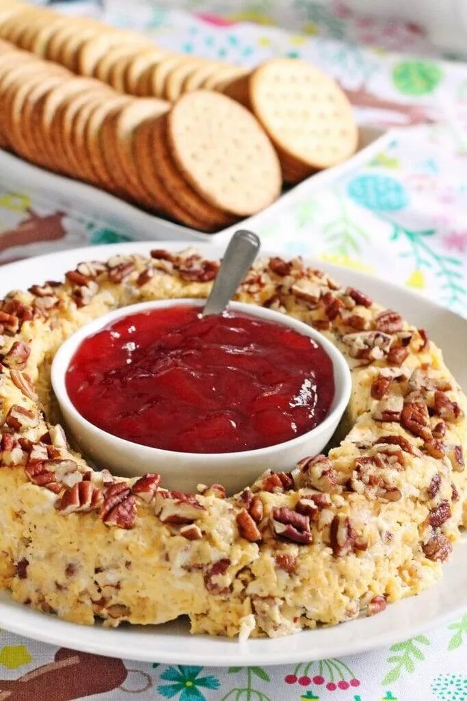 Cheddar Pecan Ring with Strawberry Preserves - Jam Hands